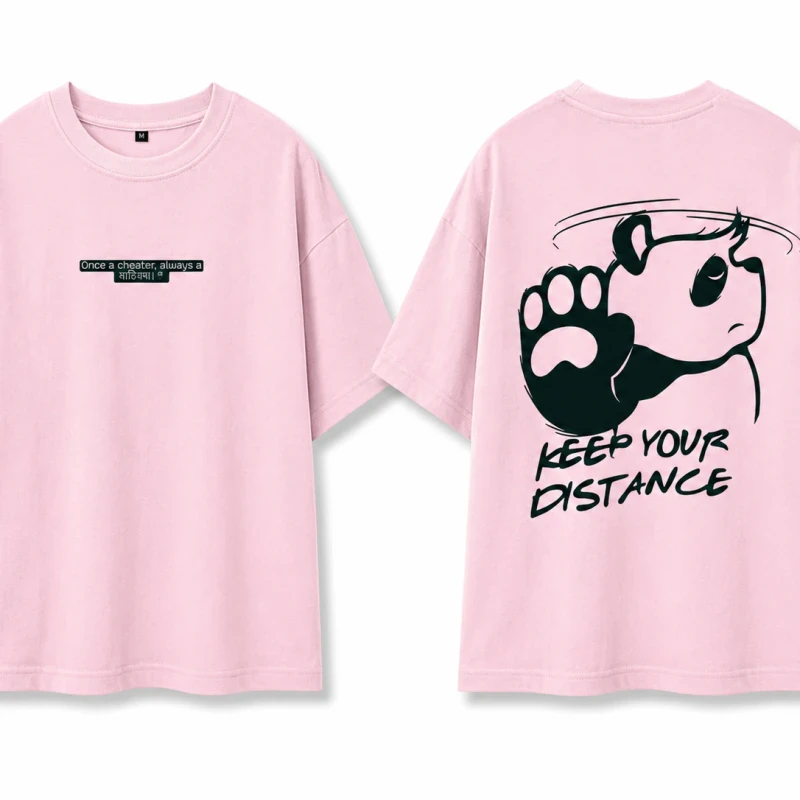 Drop shoulder Panda Pink